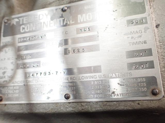 Continental IO-470-V0 . Engine w/Accessories TSMO=1427.7 (NO PROP ...